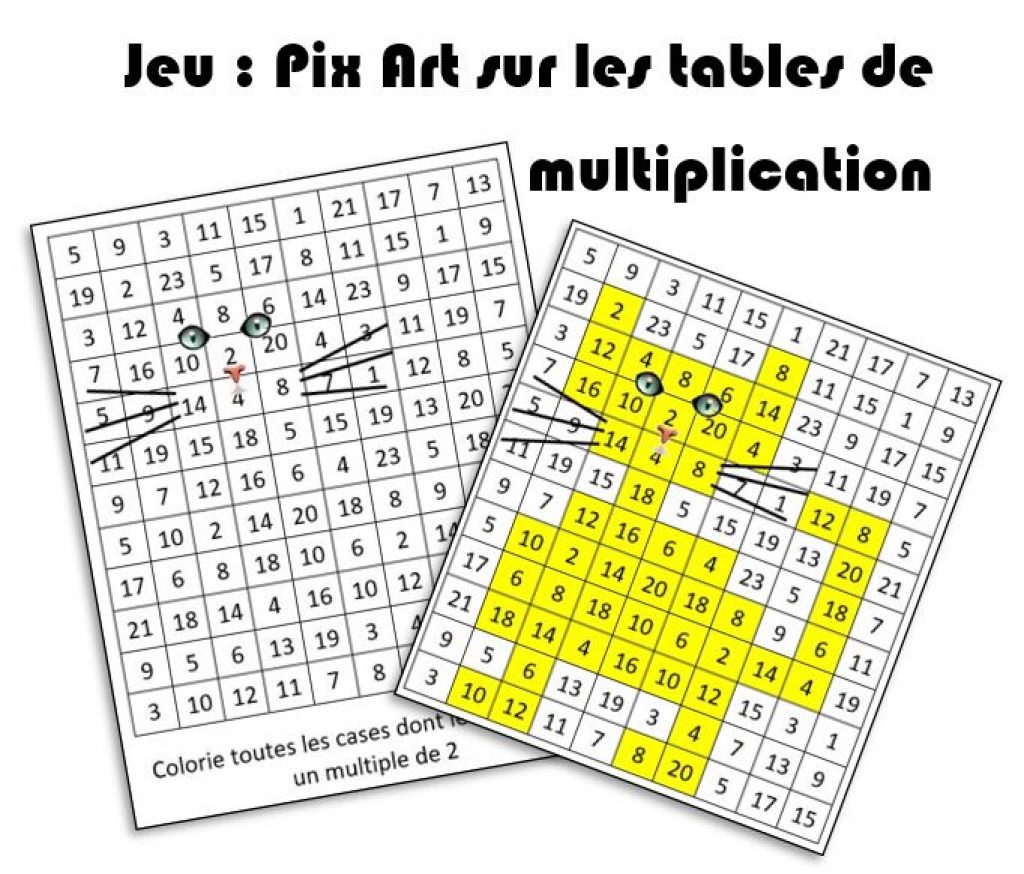 Jeu : Pixart des multiplications - Autonomie, Mathématiques CE1, CE2 ...