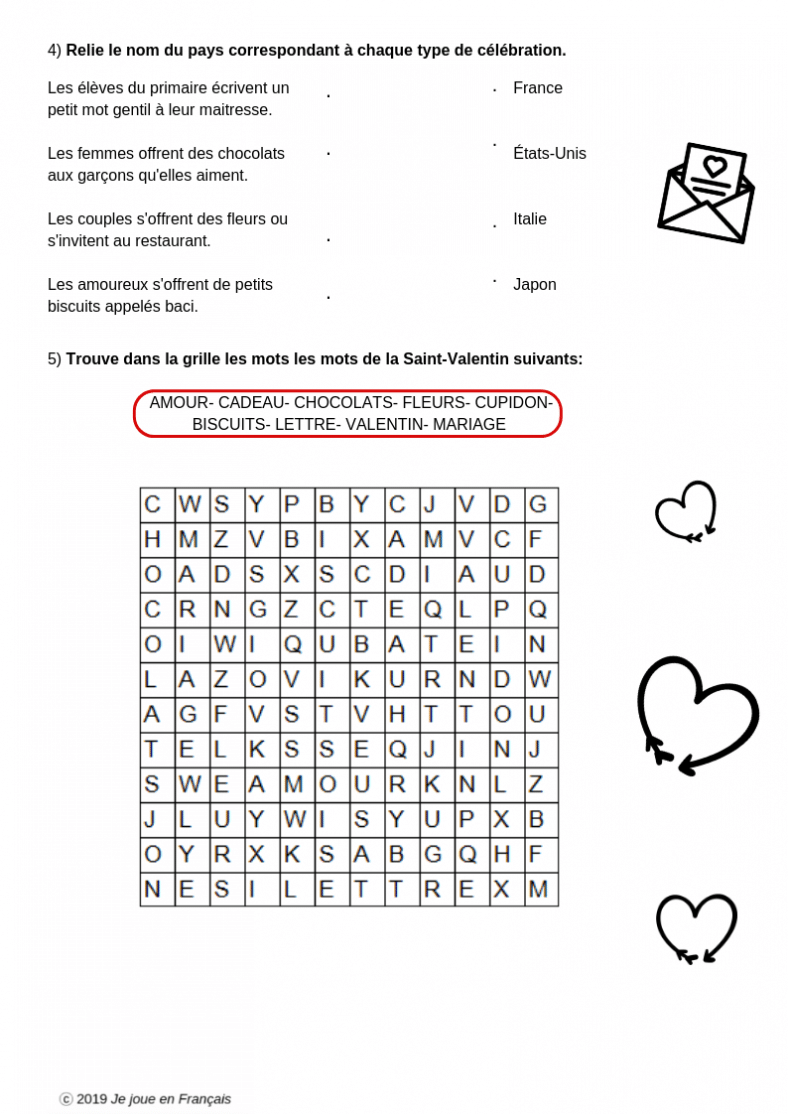 Compréhension de lecture: L'origine de la Saint-Valentin. - Lecture CM1 ...