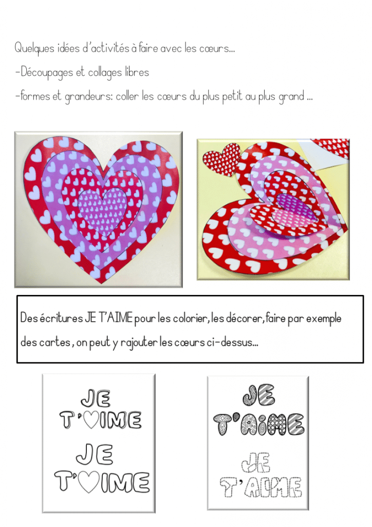 ACTIVITES St VALENTIN - Autonomie, Etude de la Langue, Mathématiques ...