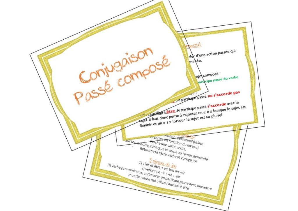 jeu de cartes : le passé composé - Etude de la Langue CM1, CM2 - La ...