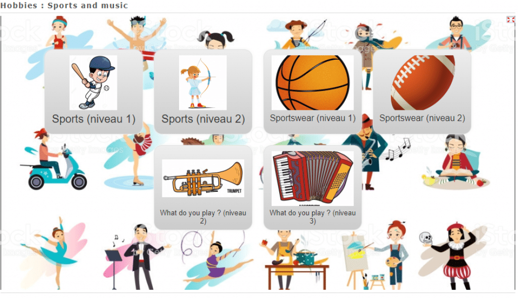Séquence hobbies (sports and instruments) - Anglais CE1, CE2, CM1, CM2 ...