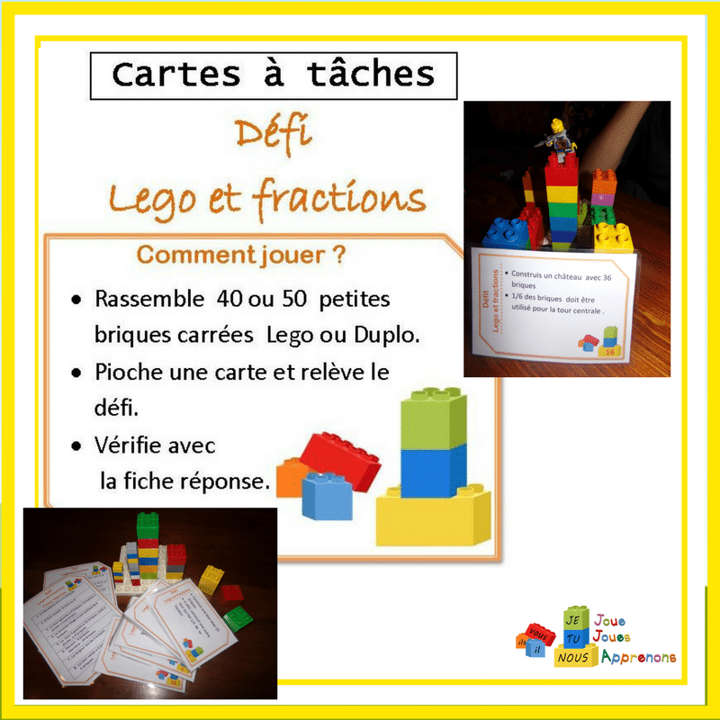 Cartes à tâches, défi fractions et Lego - Mathématiques CE2, CM1, CM2 ...