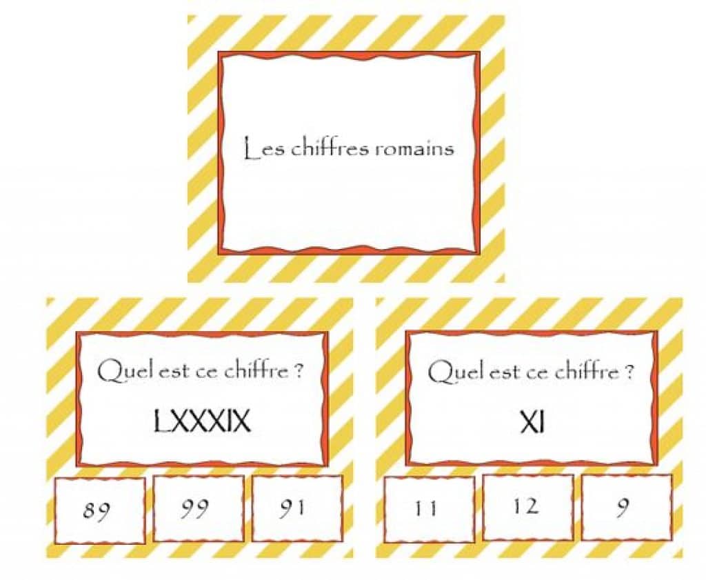 Les chiffres romains : cartes à choix - Jeux, Mathématiques CE1, CE2 ...