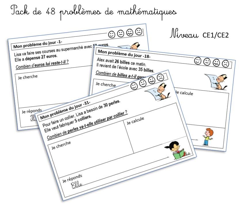 Pack de mini problèmes de mathématiques CE1 / CE2 - Mathématiques CE1 ...