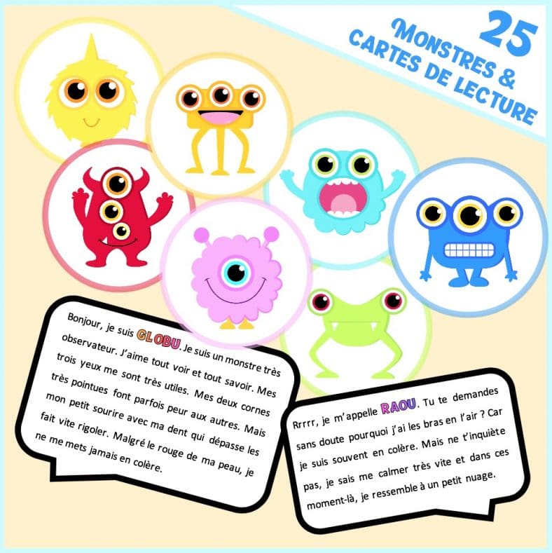 Lecture compréhension : les petits monstres - Lecture CE1, CE2, CP - La ...