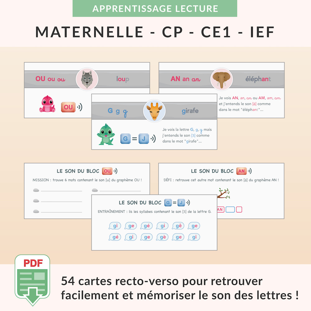 Mes indispensables : 54 cartes sons d'aide à la lecture - Lecture CP ...