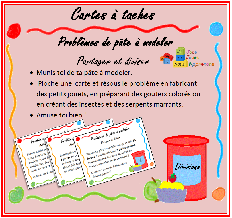 Problèmes de pâte à modeler, cartes à taches - Mathématiques CE1, CE2 ...