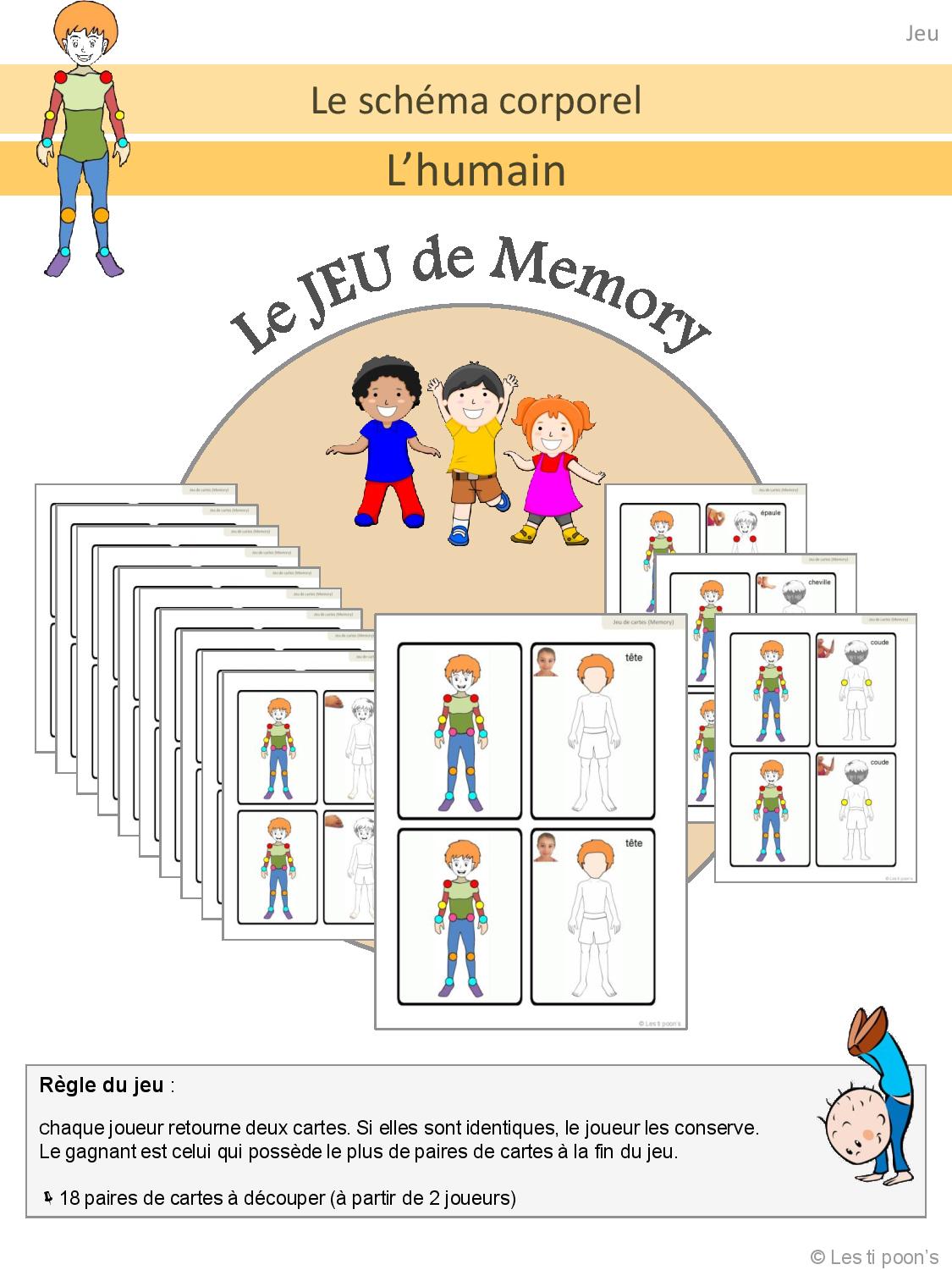 Jeu de Memory du bonhomme (schéma corporel) - Découverte du Monde CP ...