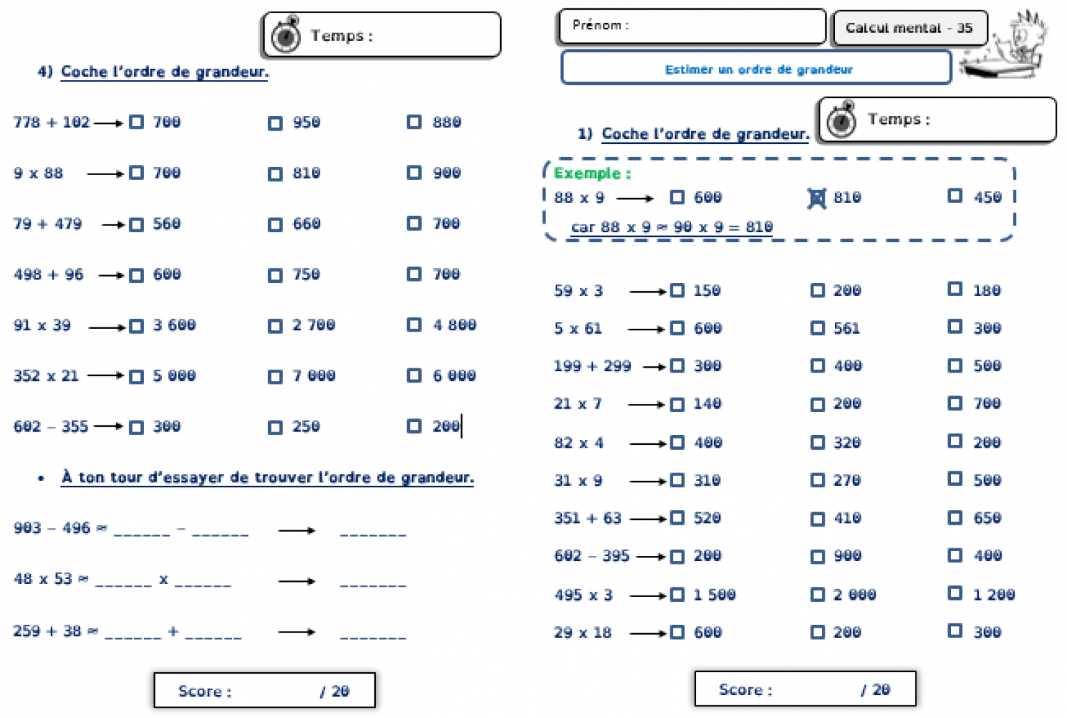 Liste De Calcul Mental: Calcul Mental Fiche À Imprimer – JTCP