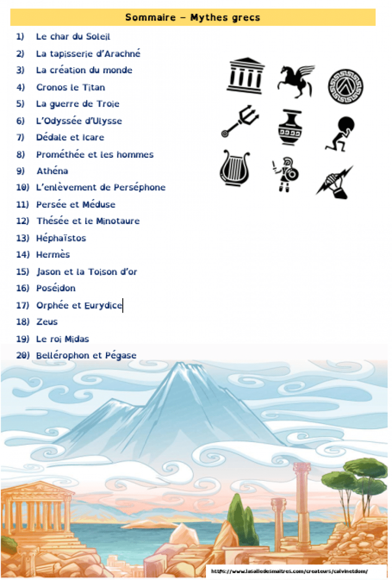 Lecture compréhension - Mythologie grecque - Autonomie, Etude de la ...