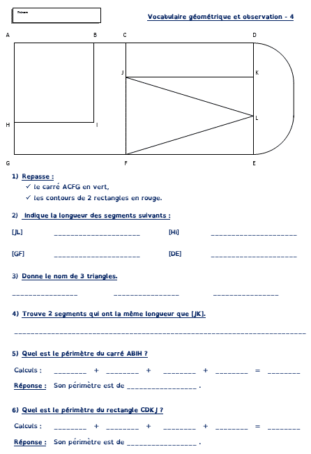 Géométrie - Observation de figures complexes - Mathématiques CE1, CE2 ...
