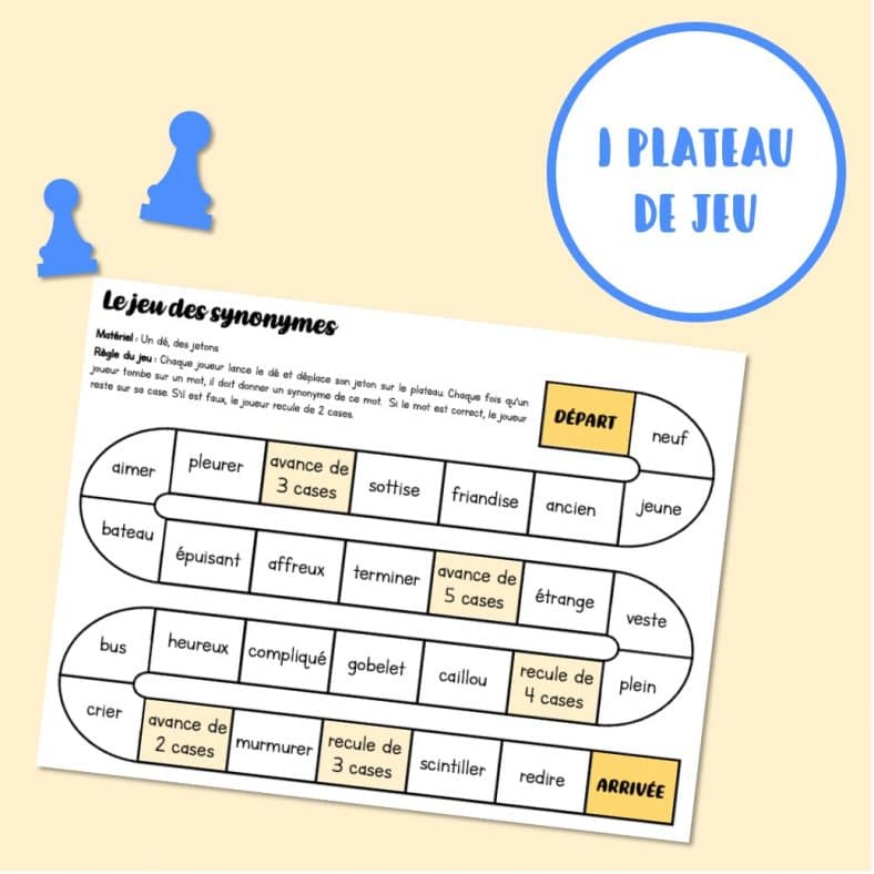 Jeu des synonymes - Etude de la Langue CE1, CE2, CM1, CM2, CP - La ...