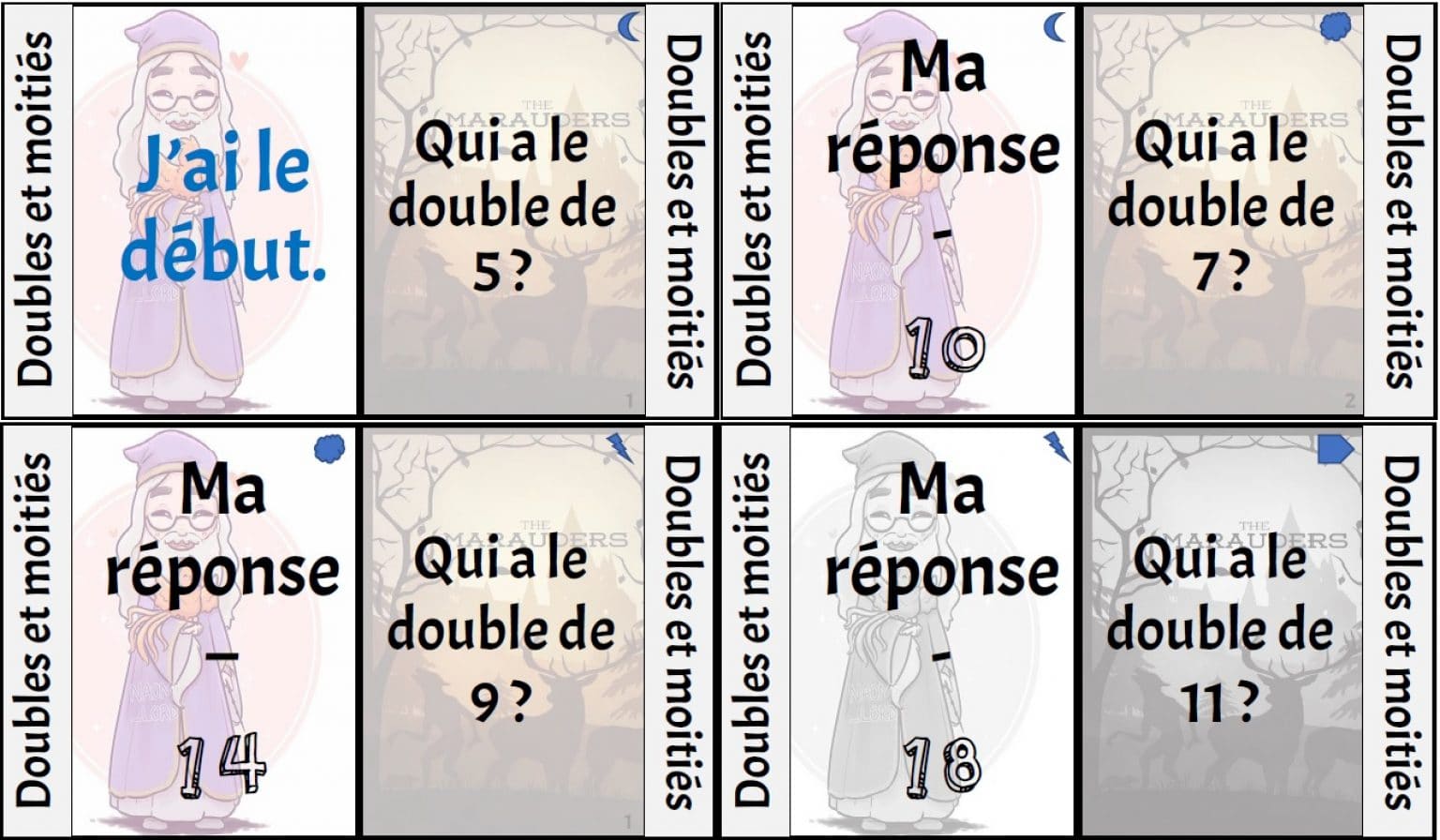 Doubles et moitiés : Jeu du j'ai .... qui a ? - Etude de la Langue CE1 ...