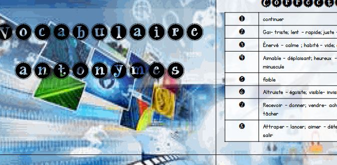 cartes à tâches antonymes - CM1, CM2 - La Salle des Maitres