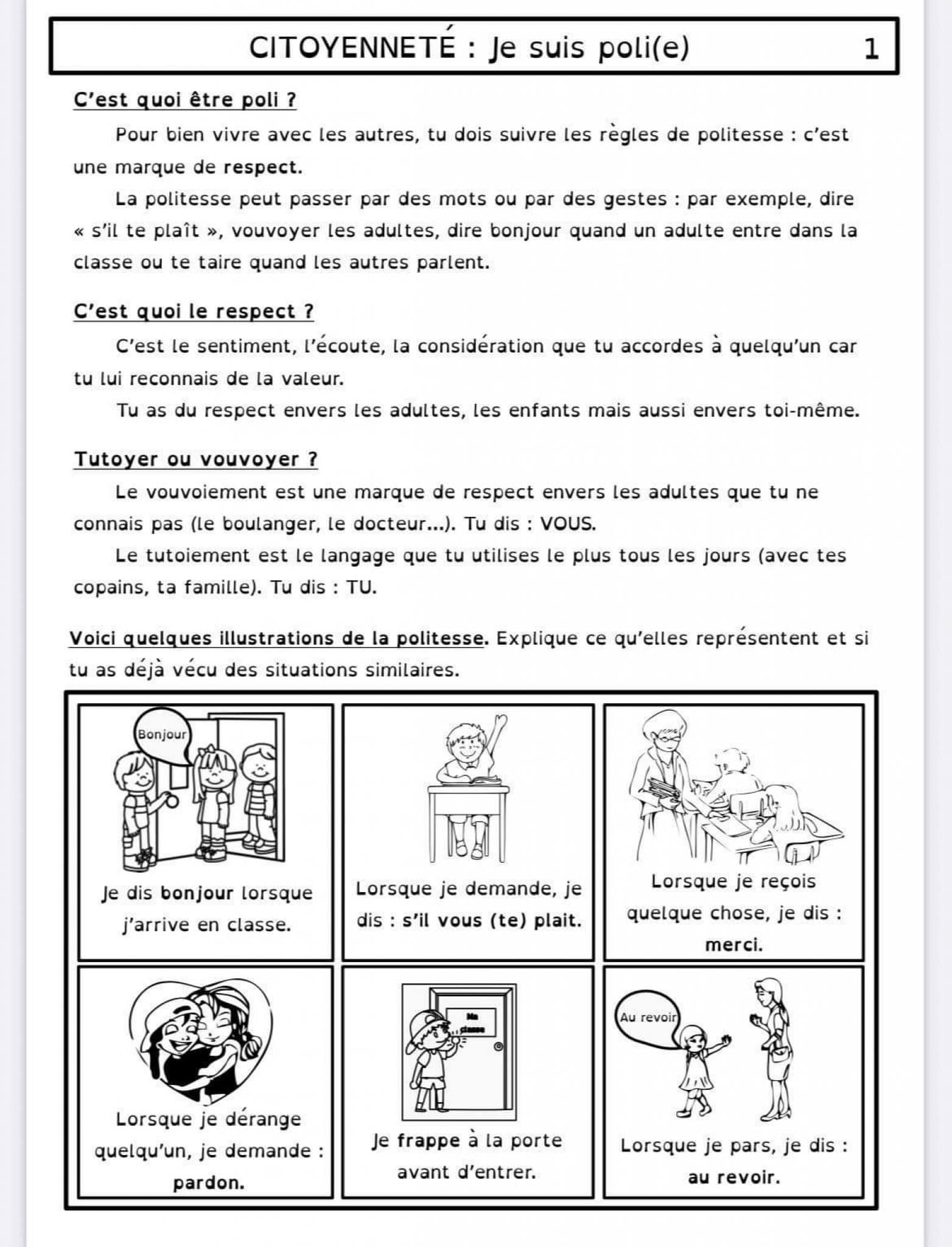 Activité citoyenneté : la politesse - Lecture CE1, CE2, CP - La Salle ...