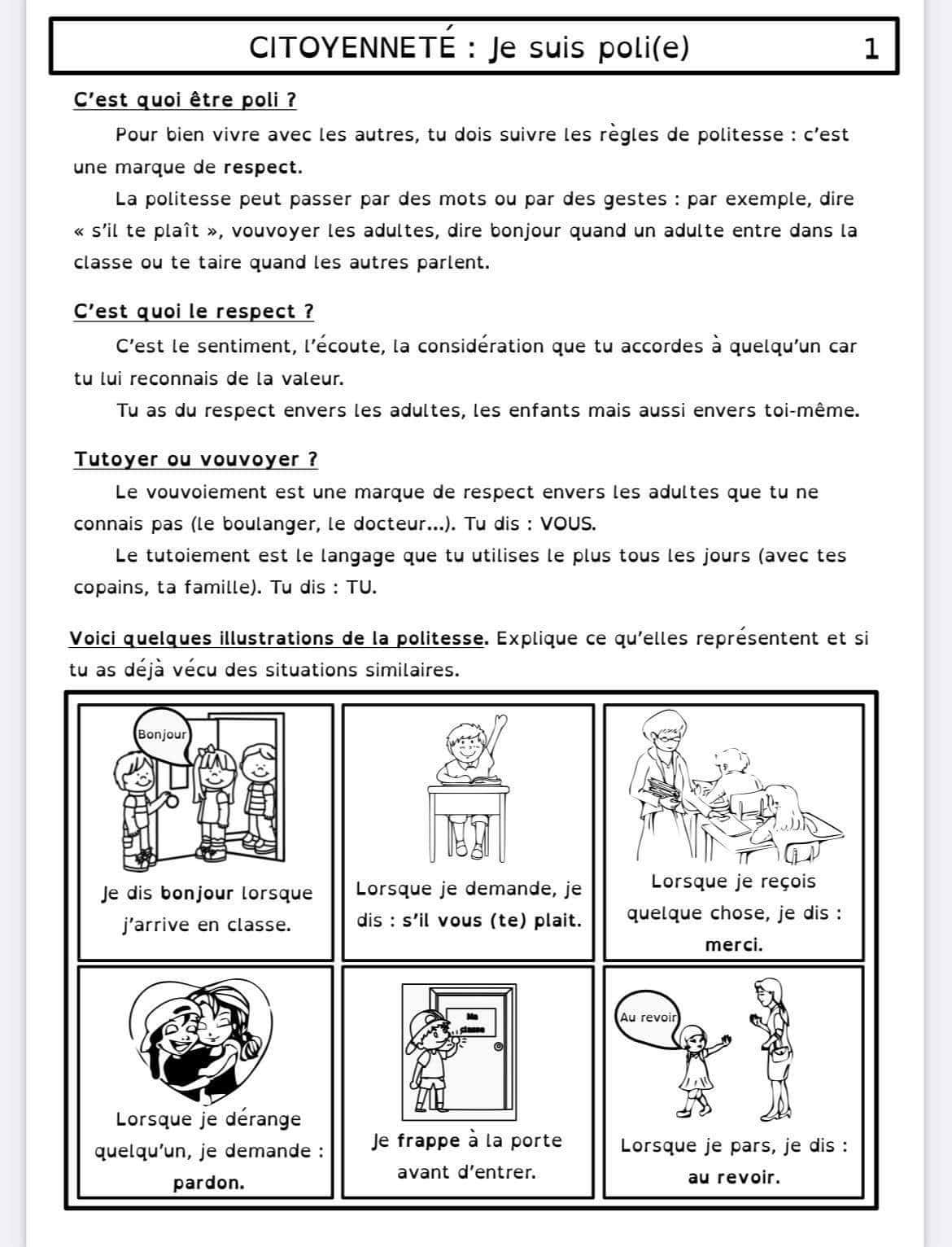 Activité citoyenneté : la politesse - Lecture CE1, CE2, CP - La Salle ...