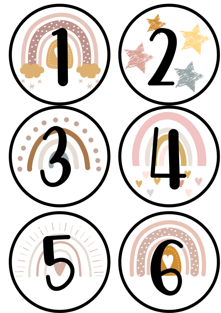 Décor Classe | Rainbow Boho | Calendrier Nombres Affiches modifiable ...