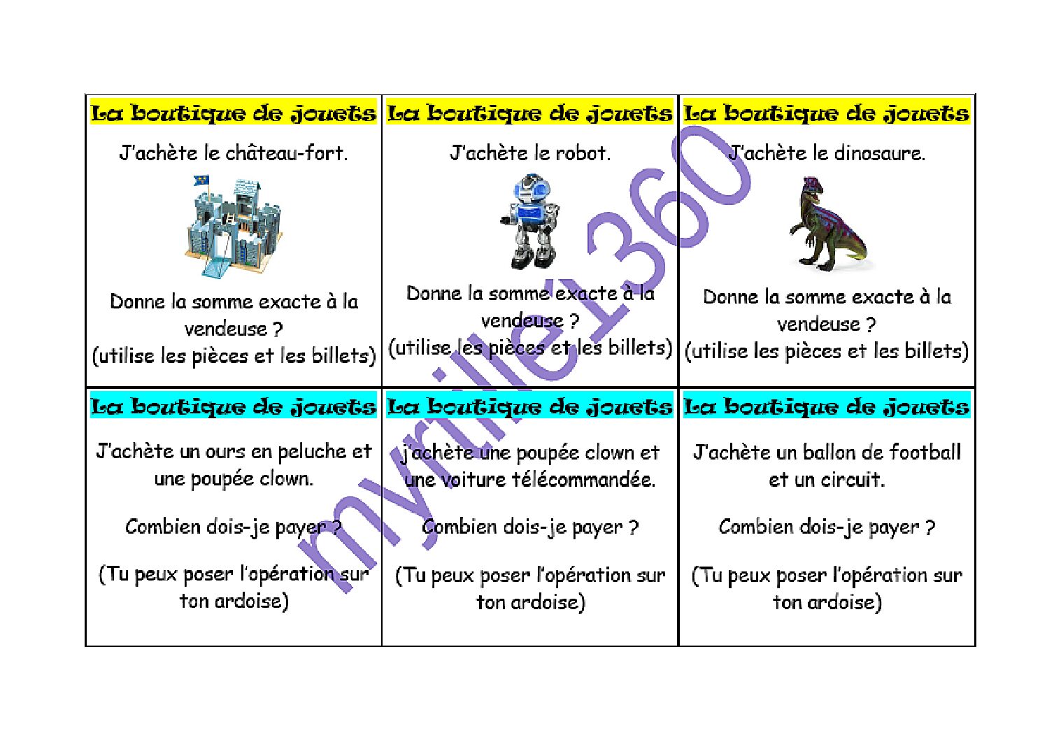 la boutique de jouets : 96 fiches de problèmes mathématiques ...