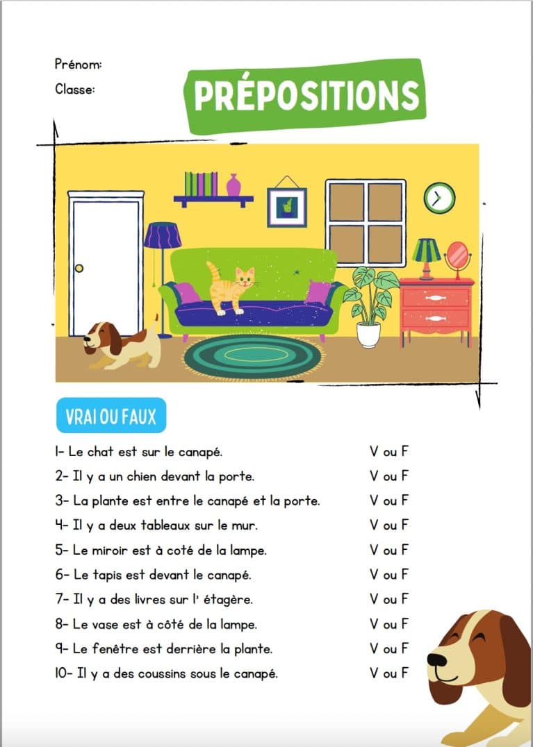 Les prépositions - Vocabulaire, lecture, écriture - Etude de la Langue ...