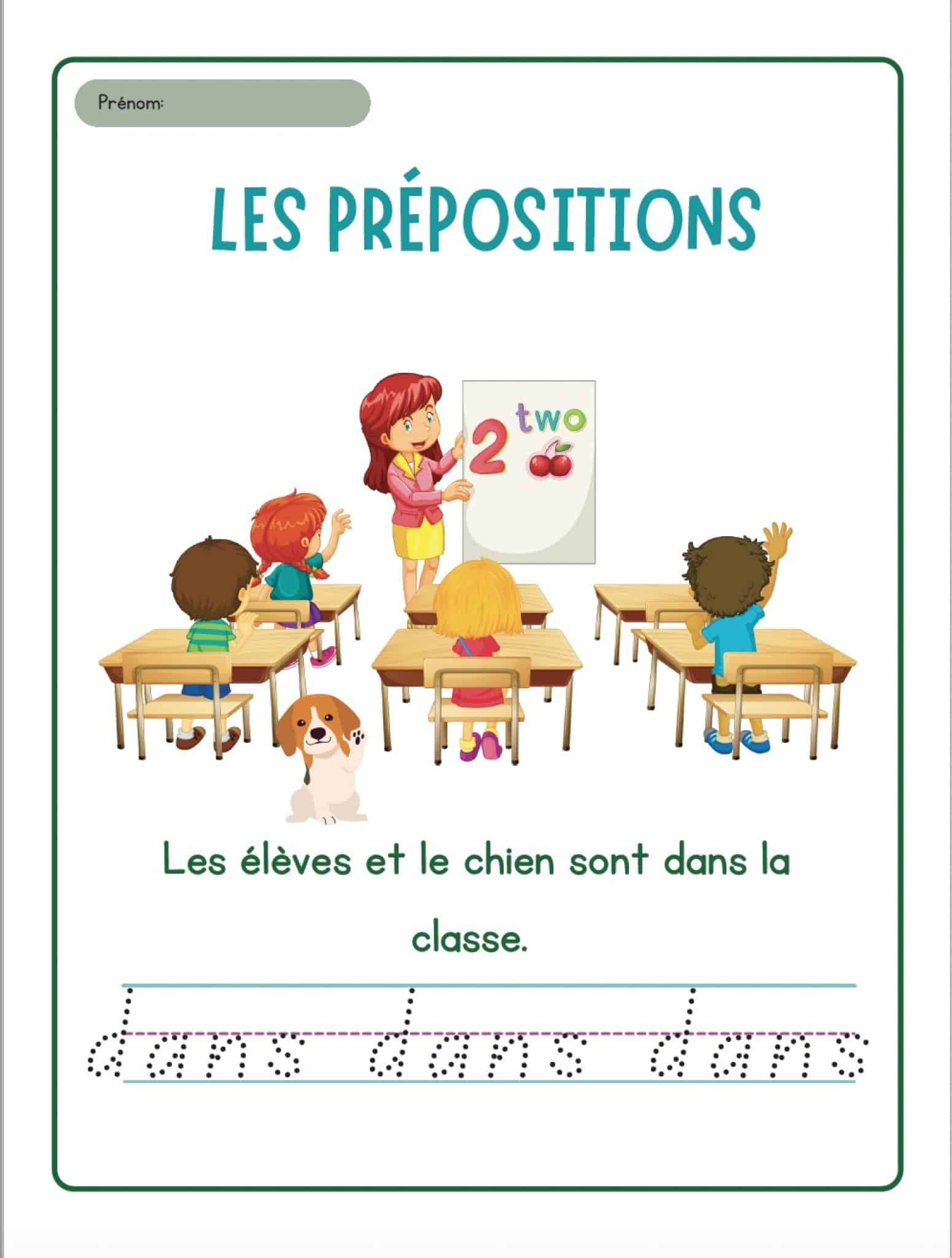 Les prépositions - Vocabulaire, lecture, écriture - Etude de la Langue ...