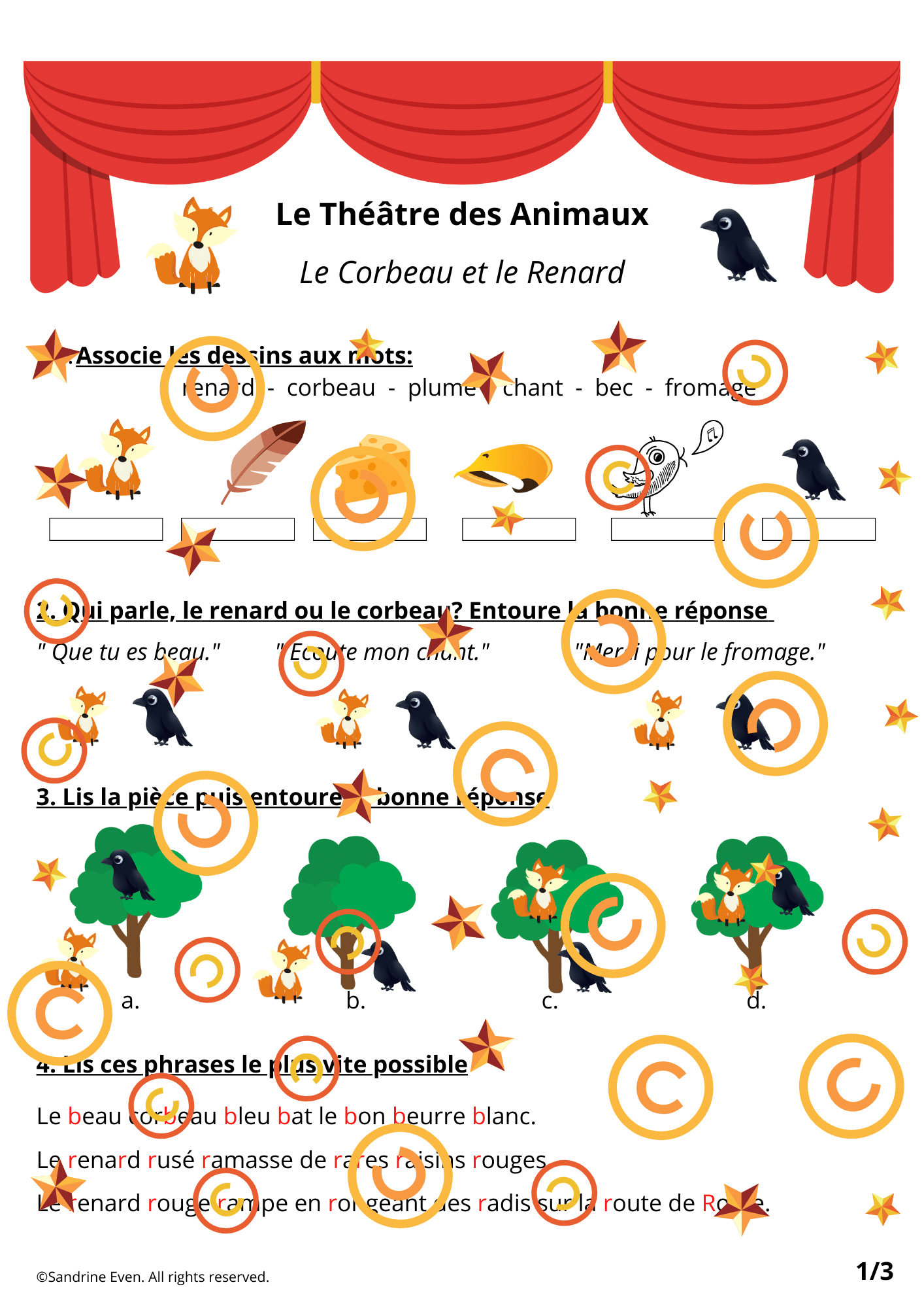 Le Théâtre des Animaux : Le Corbeau et le Renard - Lecture CE2, CM1 ...