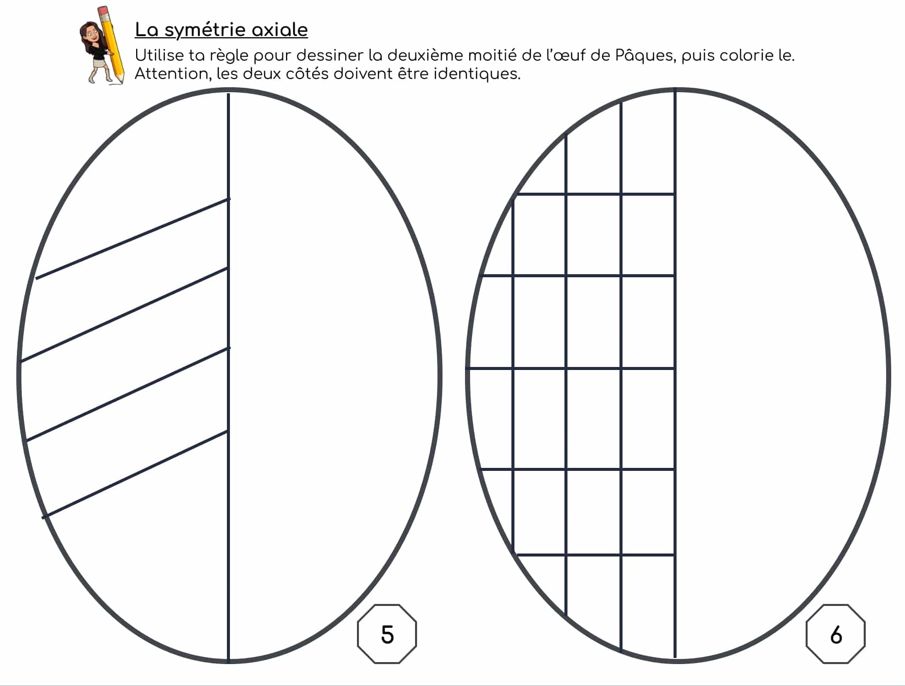 Symétrie axiale : les œufs de Pâques - Mathématiques CE2, CM1, CM2 - La ...