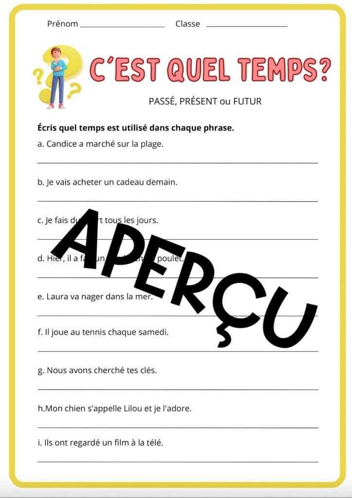 PASSÉ PRÉSENT FUTUR Activités - Etude de la Langue CE1, CE2, CM1 - La ...