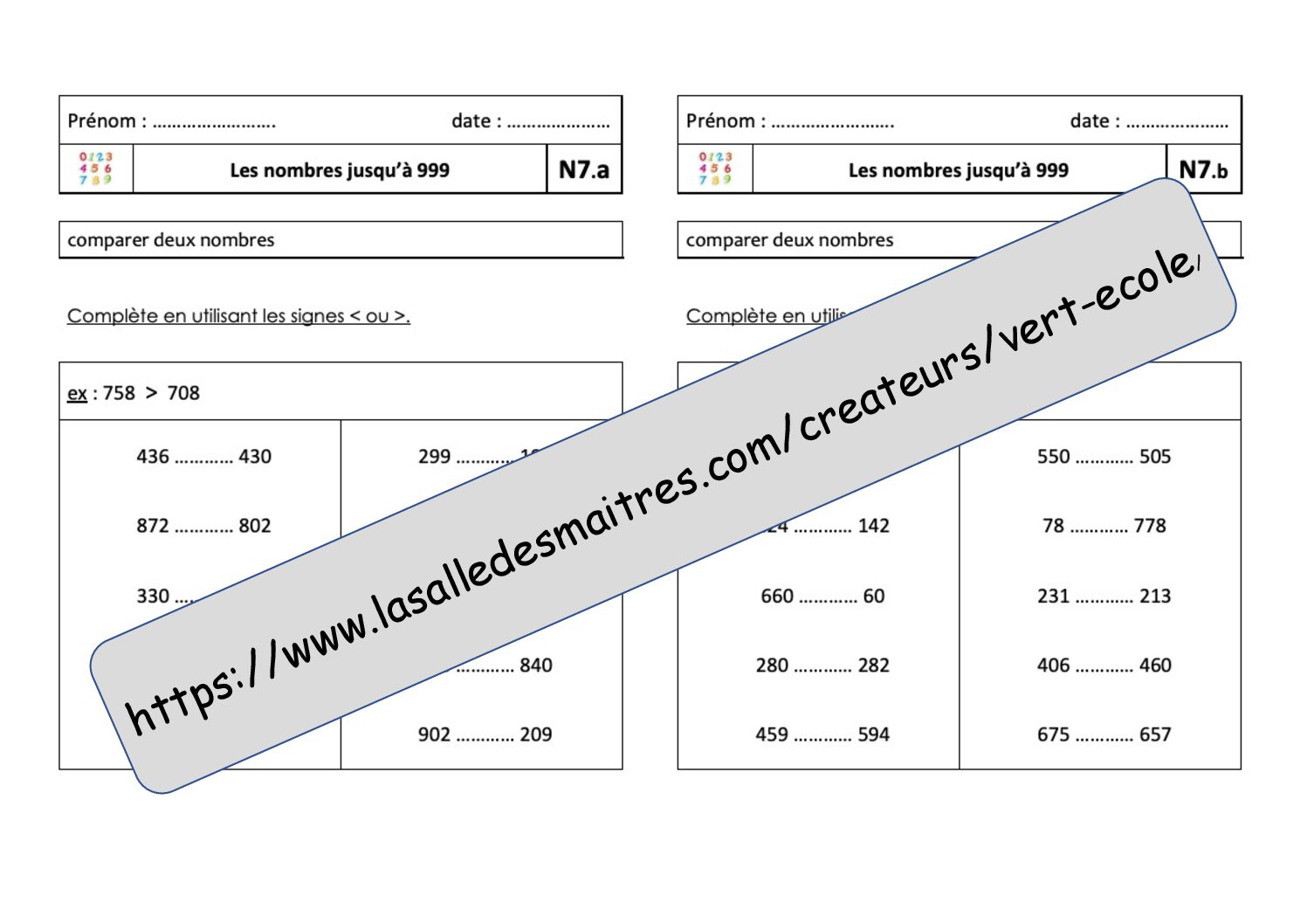 FICHIER numération CE2 (CE1/CM1) - Mathématiques CE1, CE2, CM1 - La ...