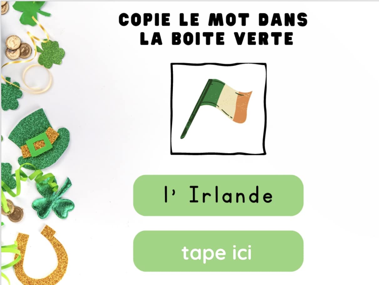 Saint Patrick Vocabulaire GOOGLE SLIDES Orthographe SET 4 - Autonomie ...