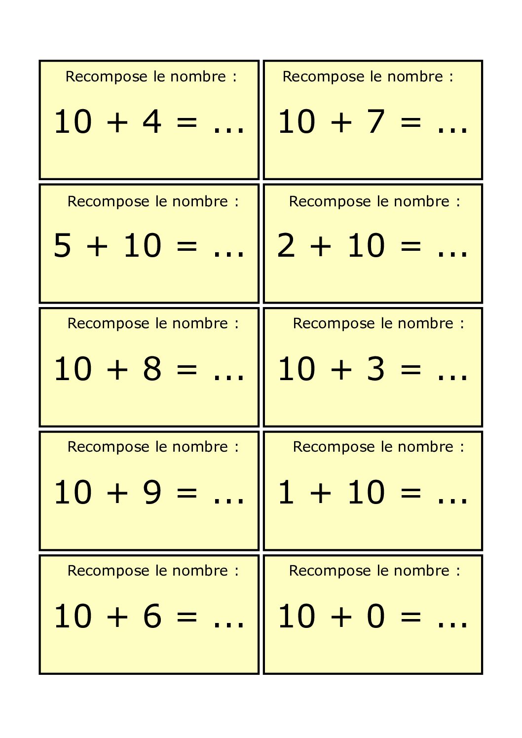 Décomposer et recomposer les nombres jusqu'à 30 - CP - La Salle des Maitres