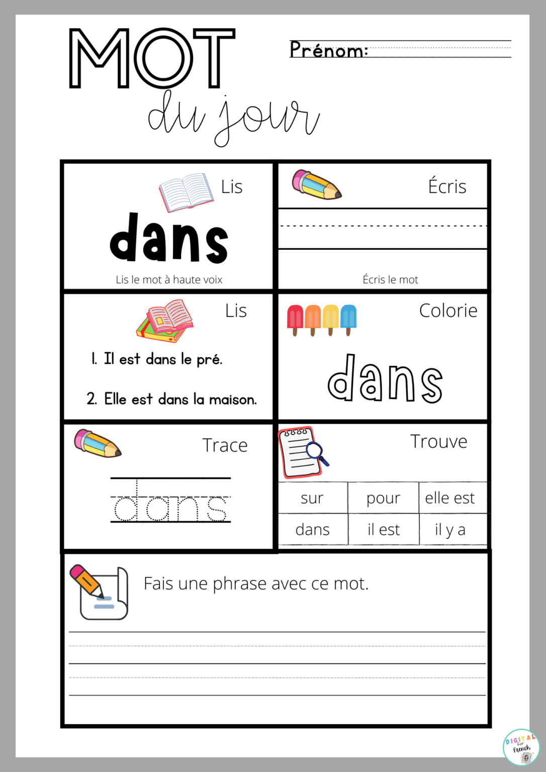 Mots fréquents ou Mots outils SÉRIE 1 - Ecriture, Etude de la Langue ...