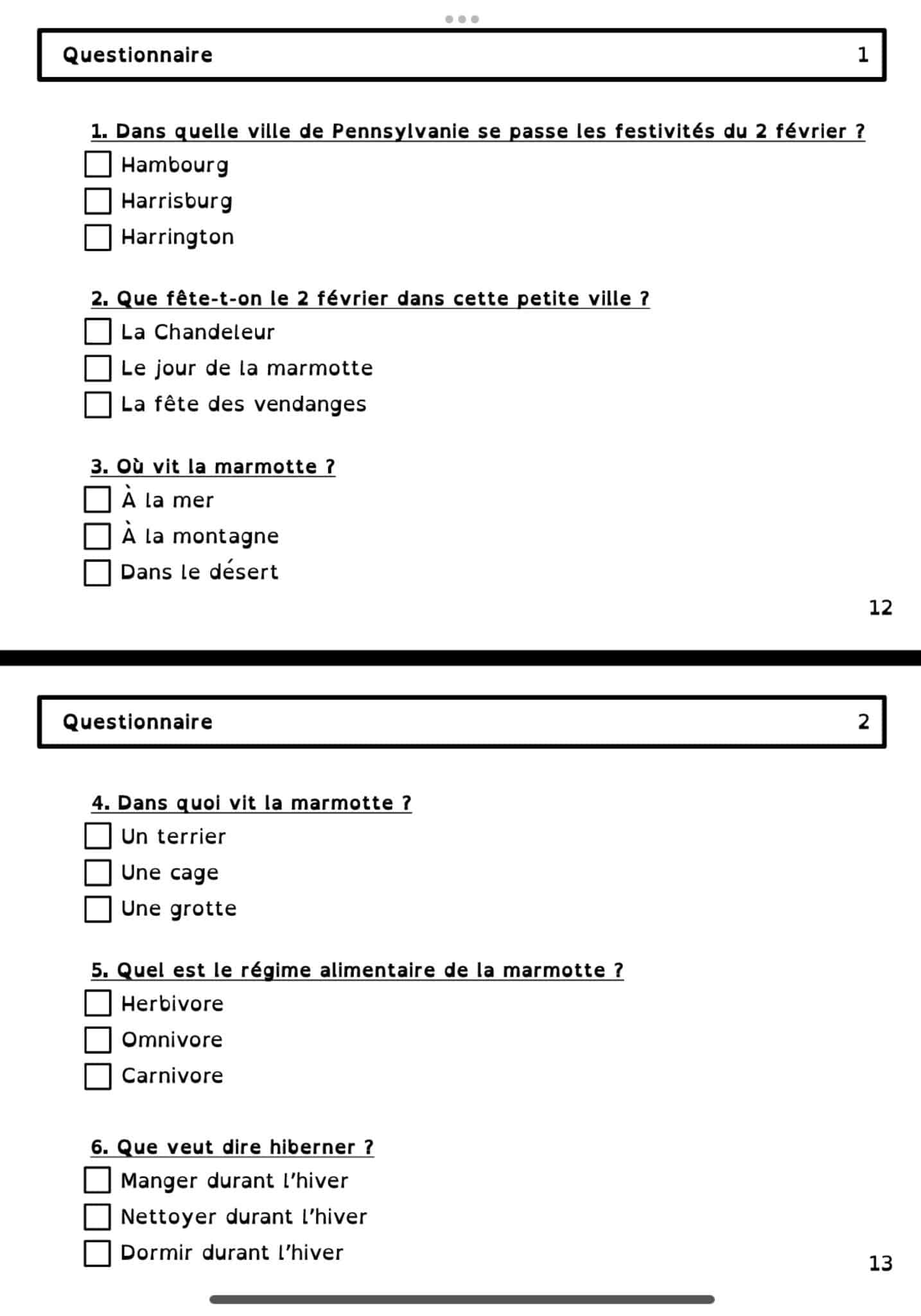 Le jour de la Marmotte - Geographie, Lecture CE1, CE2, CP - La Salle ...