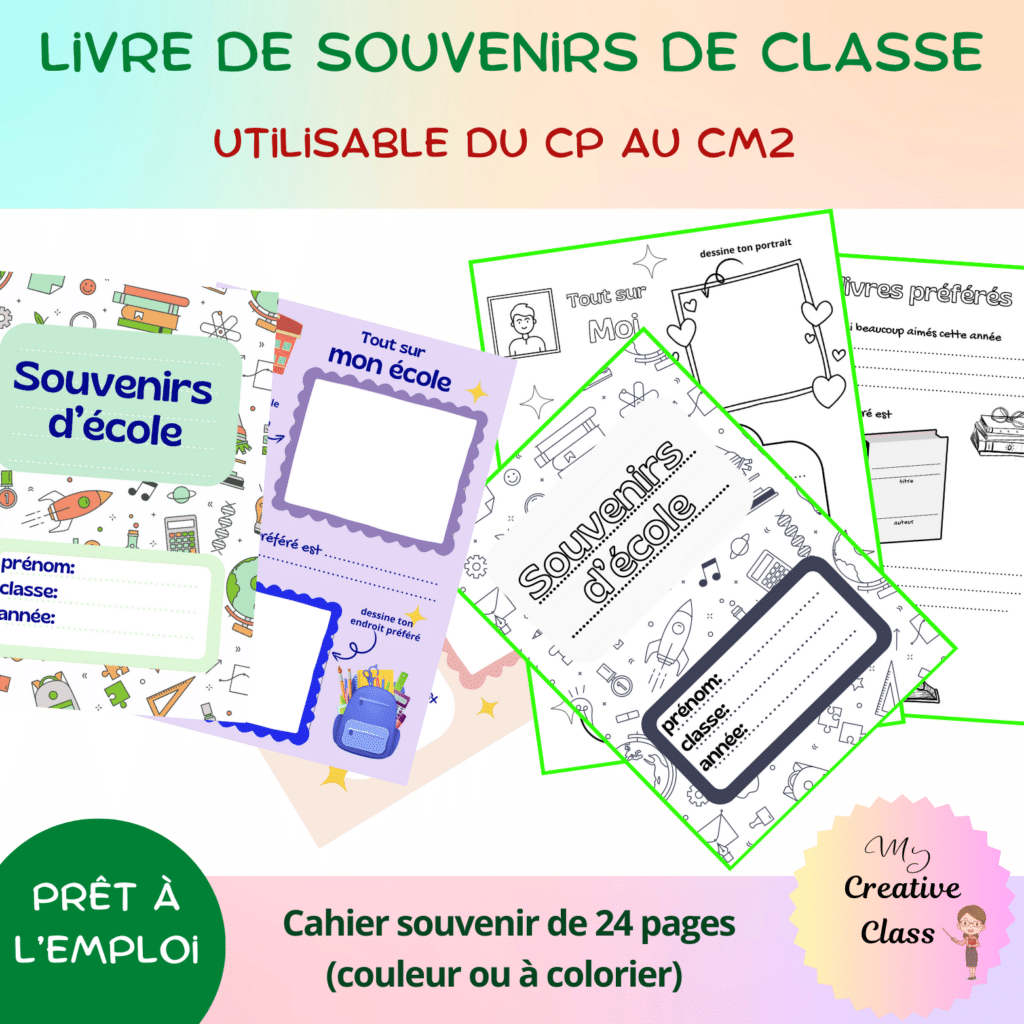 Cahier de souvenirs de l'année scolaire - CE1, CE2, CM1, CM2, CP - La ...