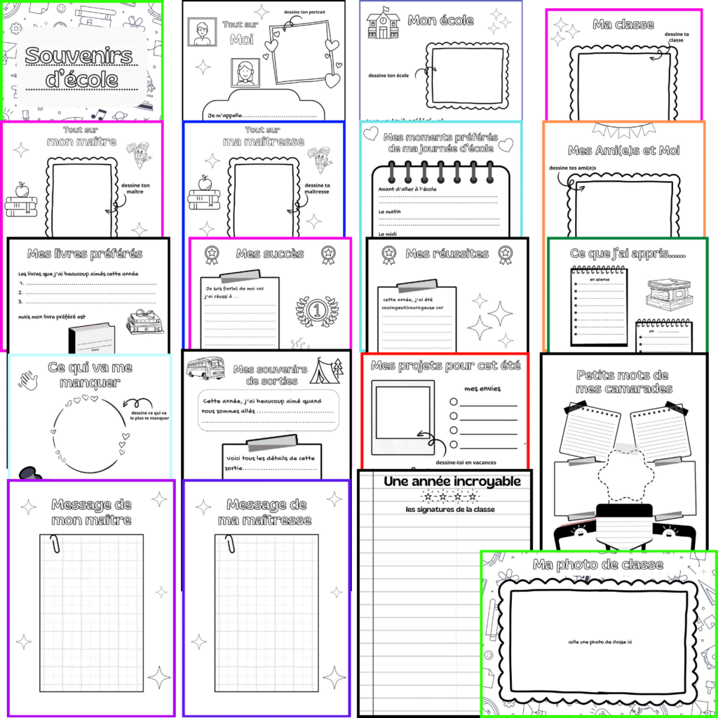 Cahier de souvenirs de l'année scolaire - CE1, CE2, CM1, CM2, CP - La ...